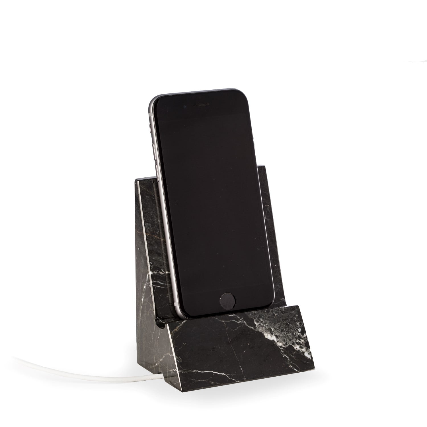Black "Zebra" Marble Phone/Tablet Cradle with Charging Cable Pass-thru ...