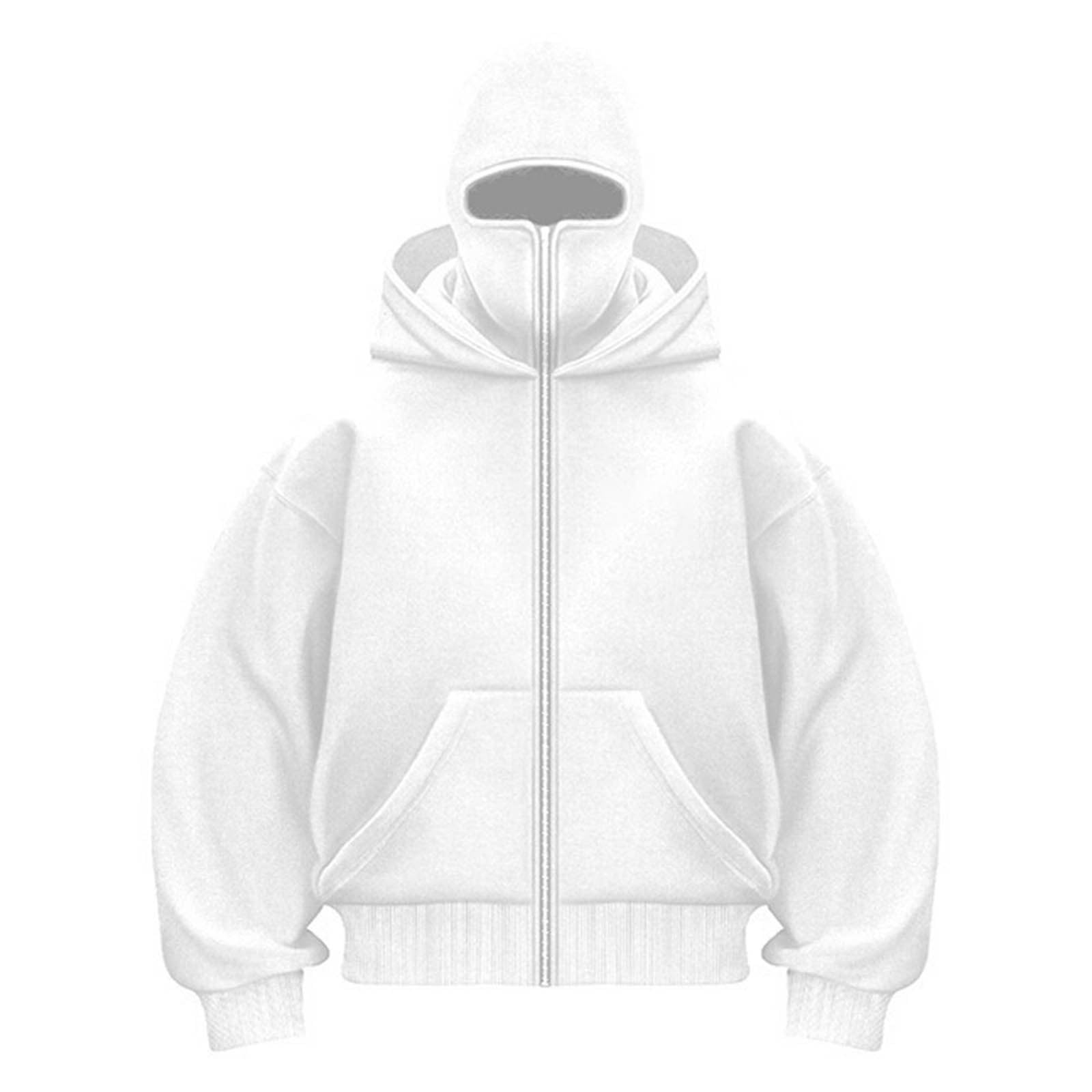 Black Zip Up Hoodie Men Hoodie With Mask Balaclava Hoodie with Face ...