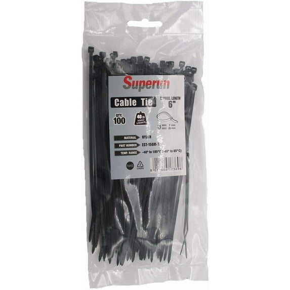 Black Zip Ties 6 Inch, 40 Lbs Tensile Strength Wire Ties (Industrial ...