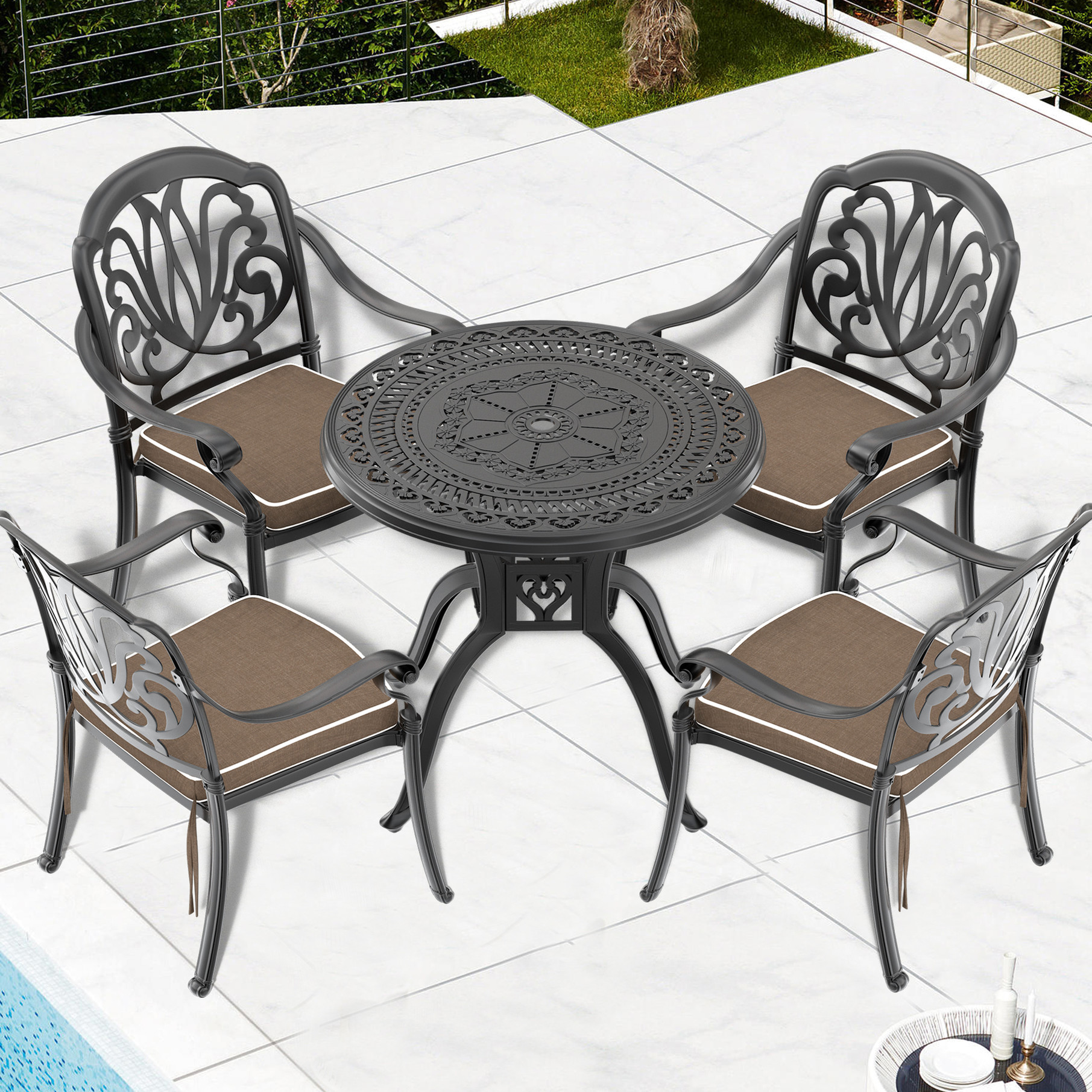 Black aluminum patio furniture - Conforming to body curves - Outdoor ...