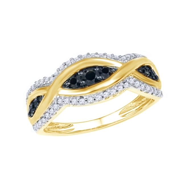 AFFY Black & White Natural Diamond Two-Tone Infinity Ribbon Ring In 10k ...