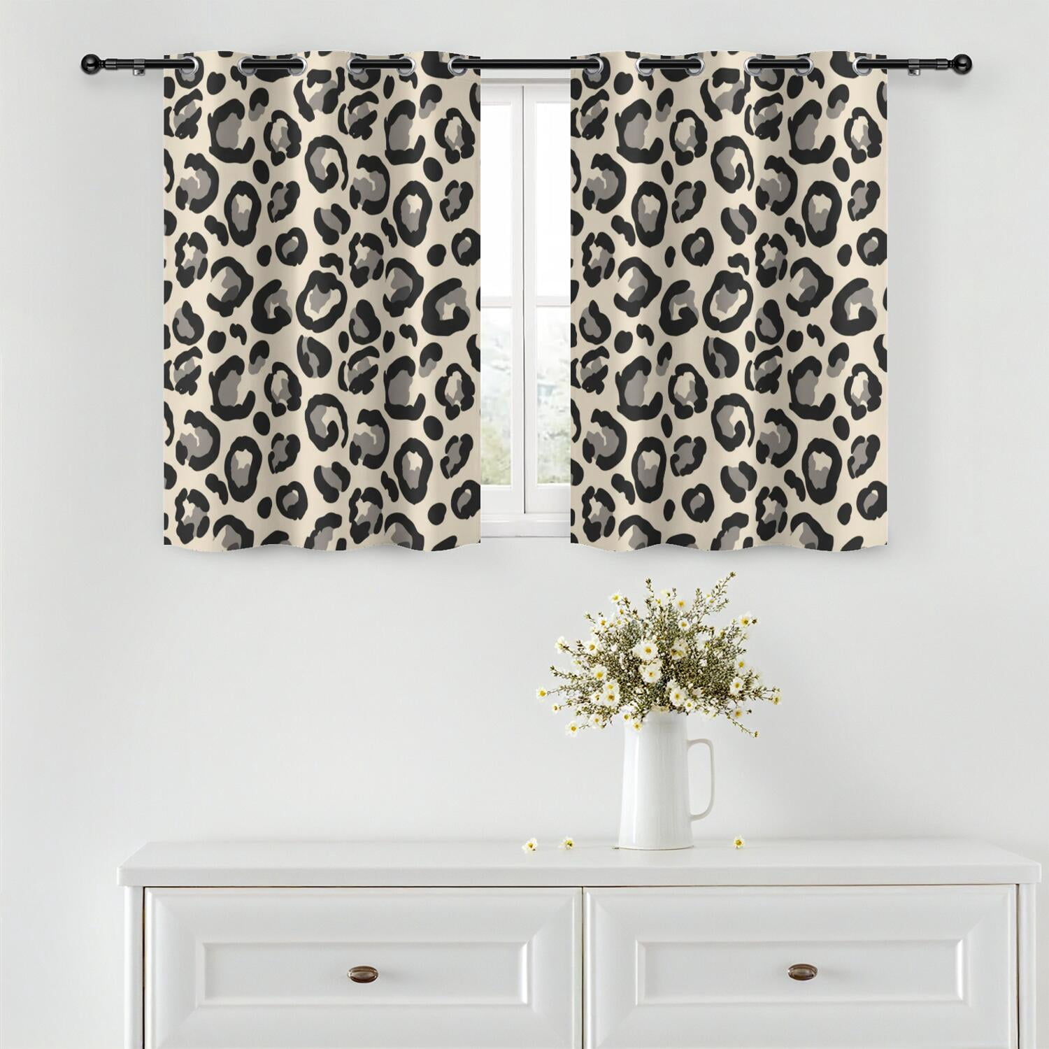 Black and Beige Leopard Print Blackout Curtains,Triple Weaved Fabric ...