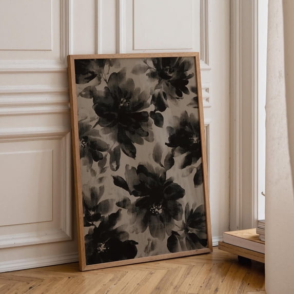 Black and Beige Magnolia Moody Bedroom Print Decor Style - Walmart.com