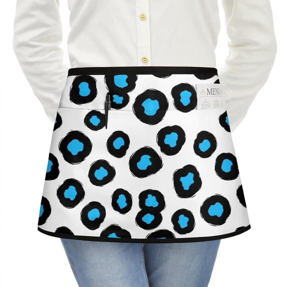 Black and Blue Leopard Print Server Half Apron with Pockets,22.8 X 11.8 ...