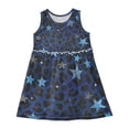 Black and Blue Leopard Print Stars Sleeveless Dress A-Line One-Piece ...
