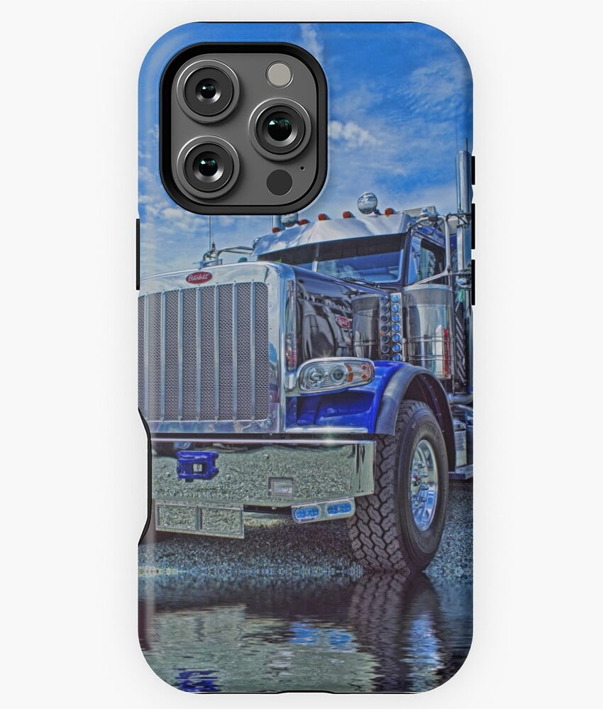Black and Blue Peterbilt Dumptruck Phone Case for iPhone 16 15 14 13 12 ...