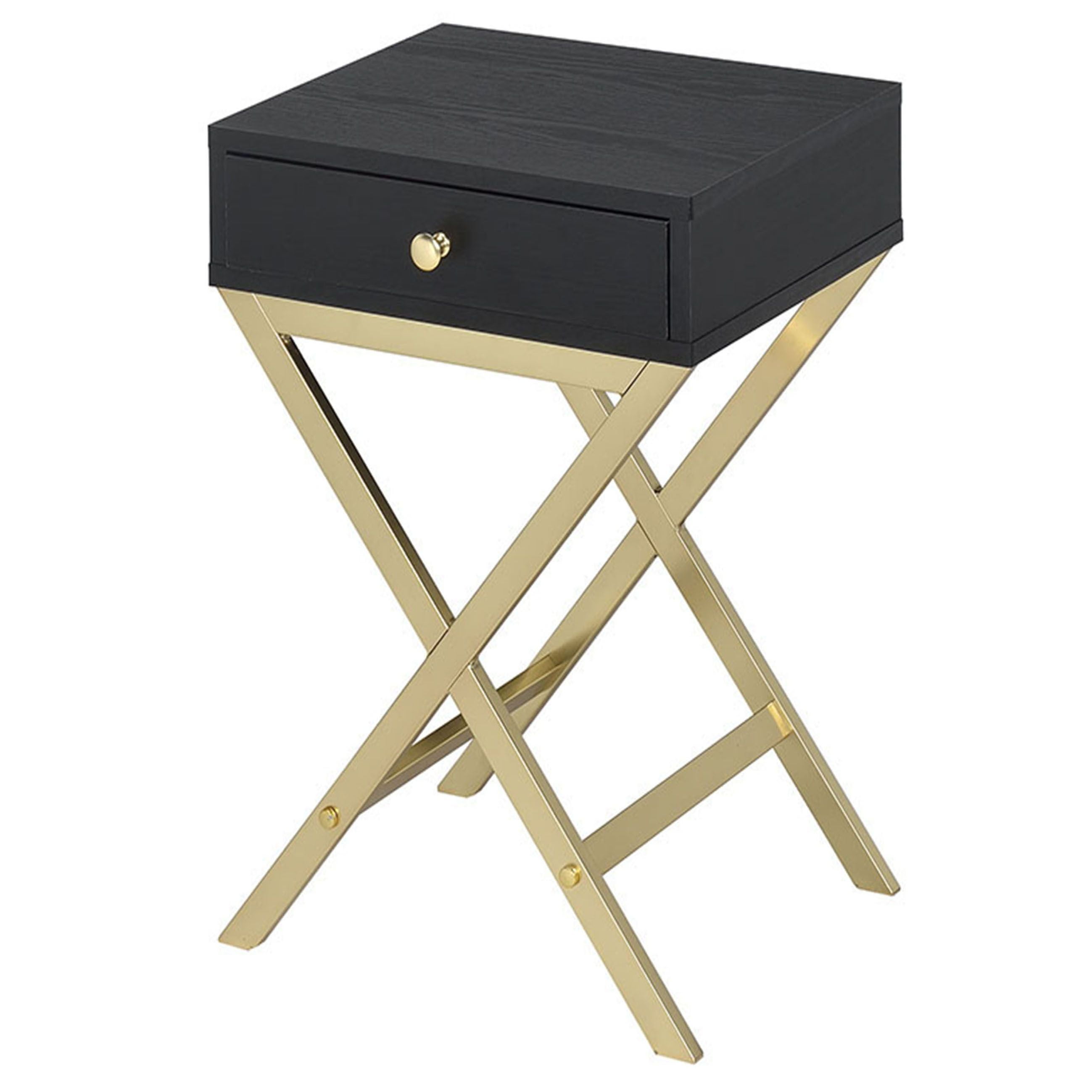 Black and Brass 1-Drawer Rectangular Accent Table - Walmart.com