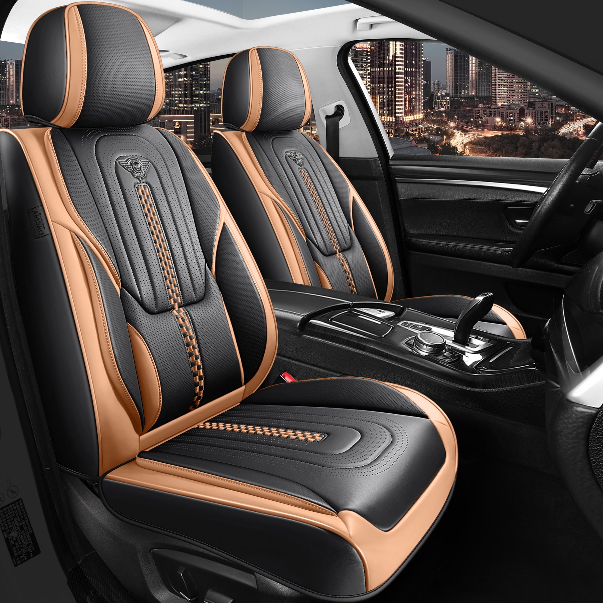 Black and Brown 13pcs Automotive Interior Covers with Lumbar Support ...