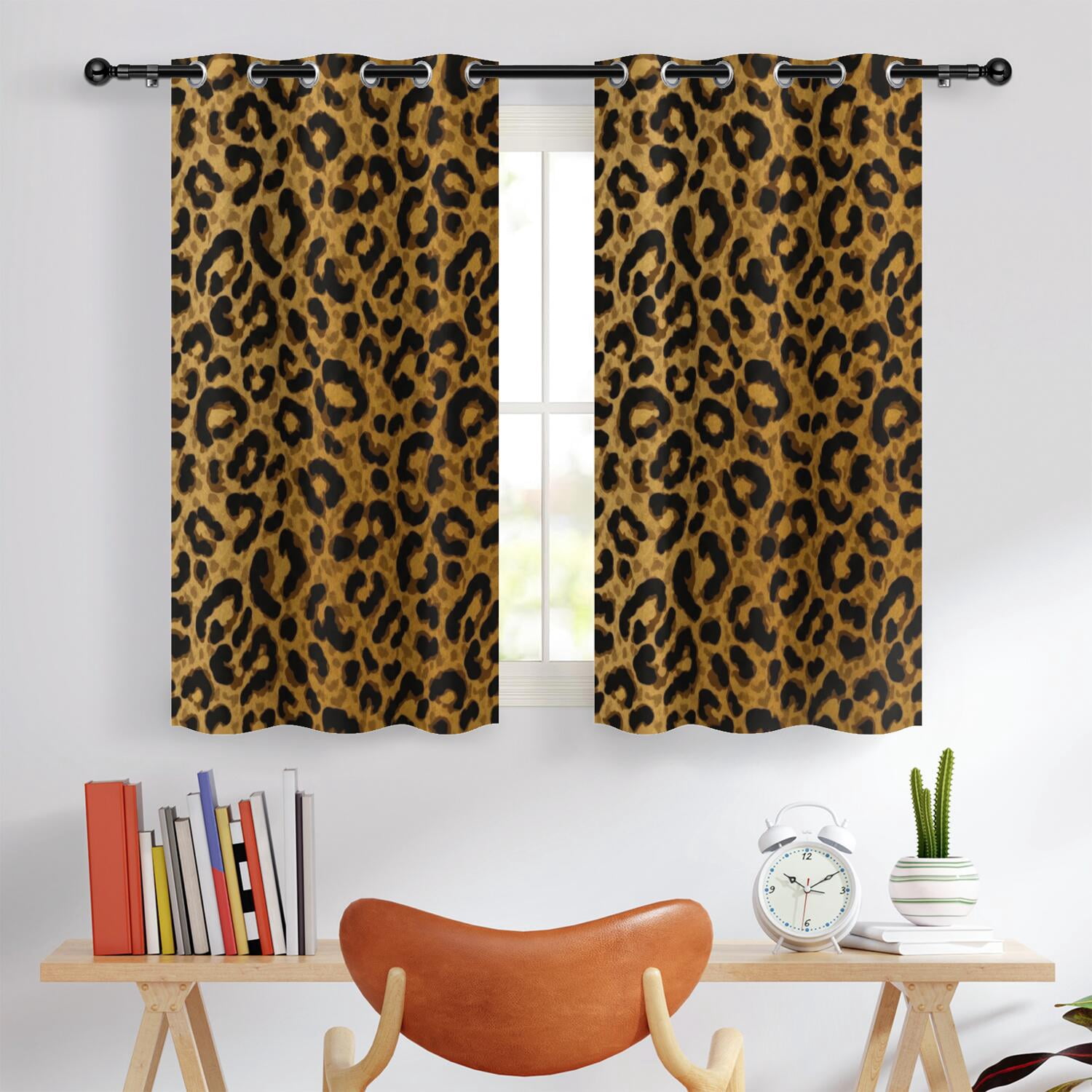 Black and Brown Leopard Print Blackout Curtains,Triple Weaved Fabric ...