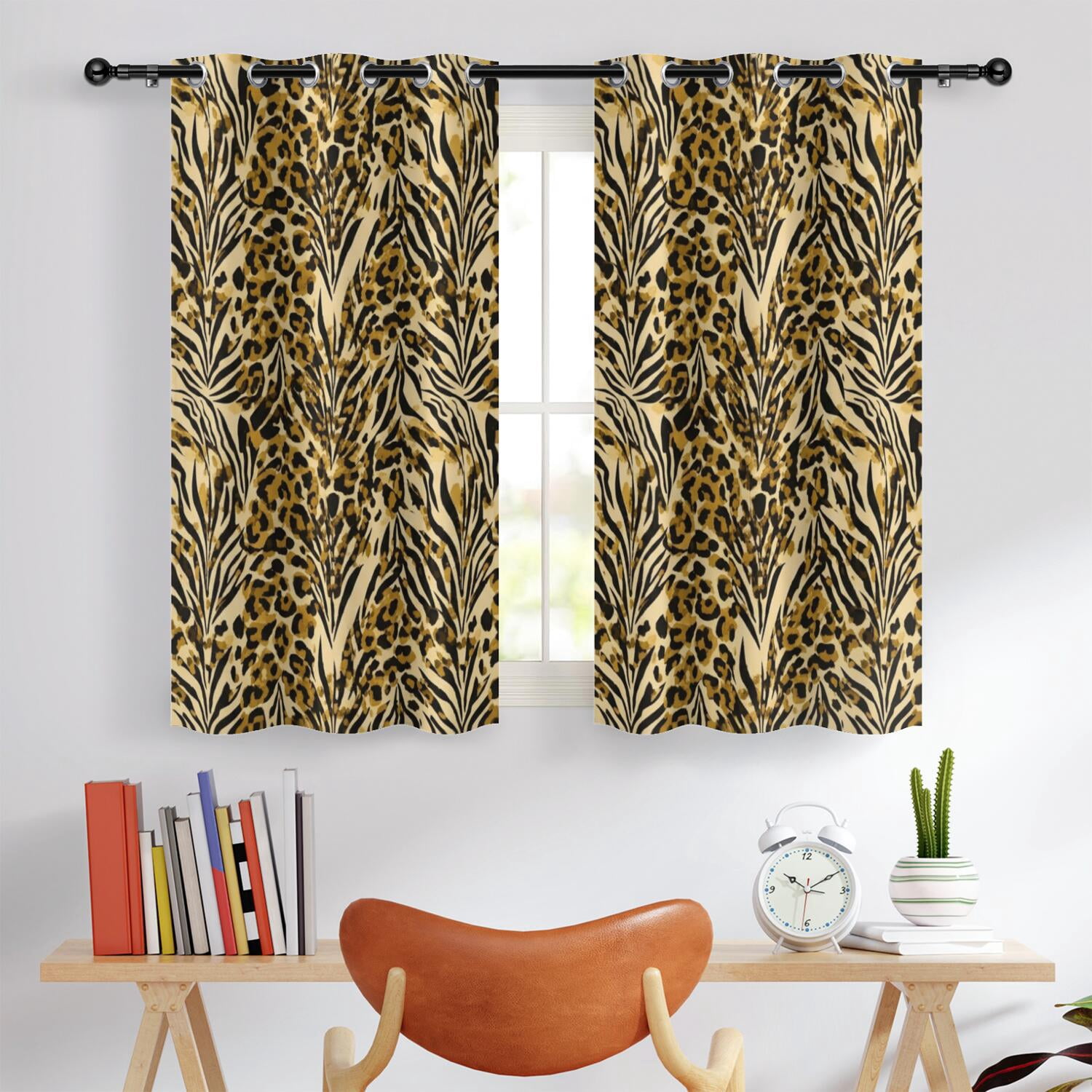 Black and Brown Leopard Print Blackout Curtains,Triple Weaved Fabric ...