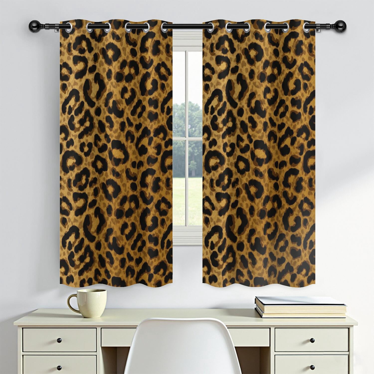 Black and Brown Leopard Print Blackout Curtains,Triple Weaved Fabric ...