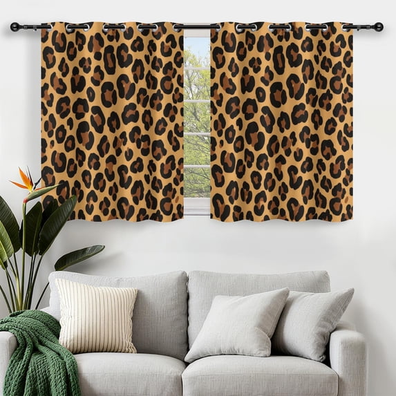 Black and Brown Leopard Print Blackout Curtains,Triple Weaved Fabric ...