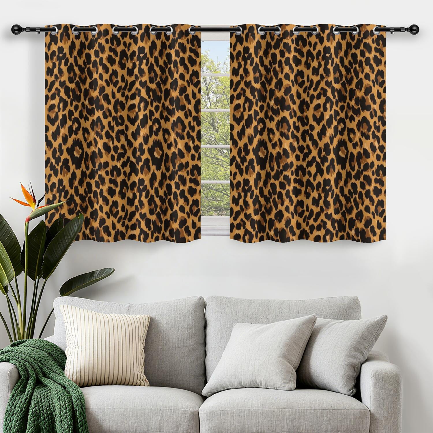 Black and Brown Leopard Print Blackout Curtains,Triple Weaved Fabric ...