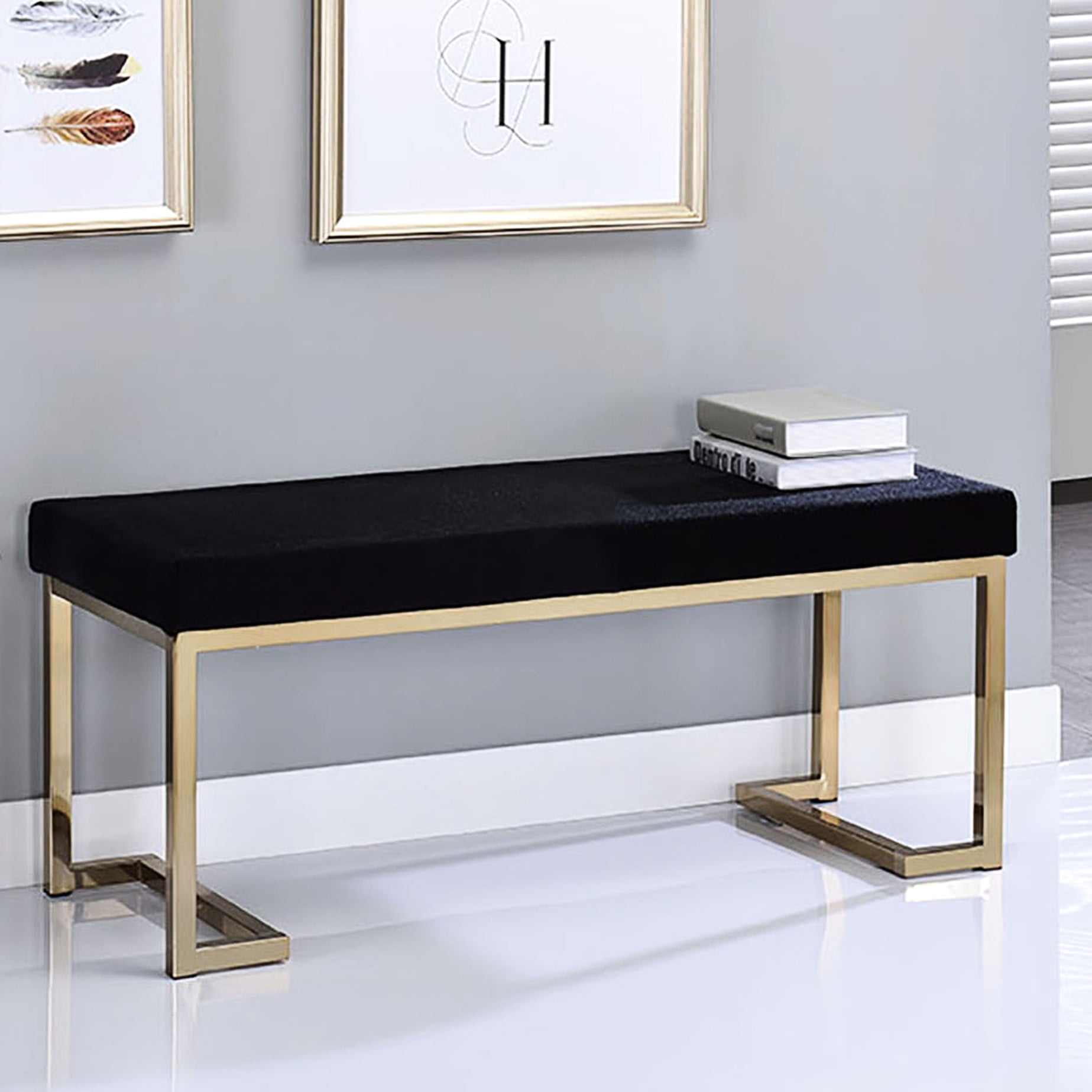 Black and Champagne Design | Comfortable Bench for Bedroom | Modern ...