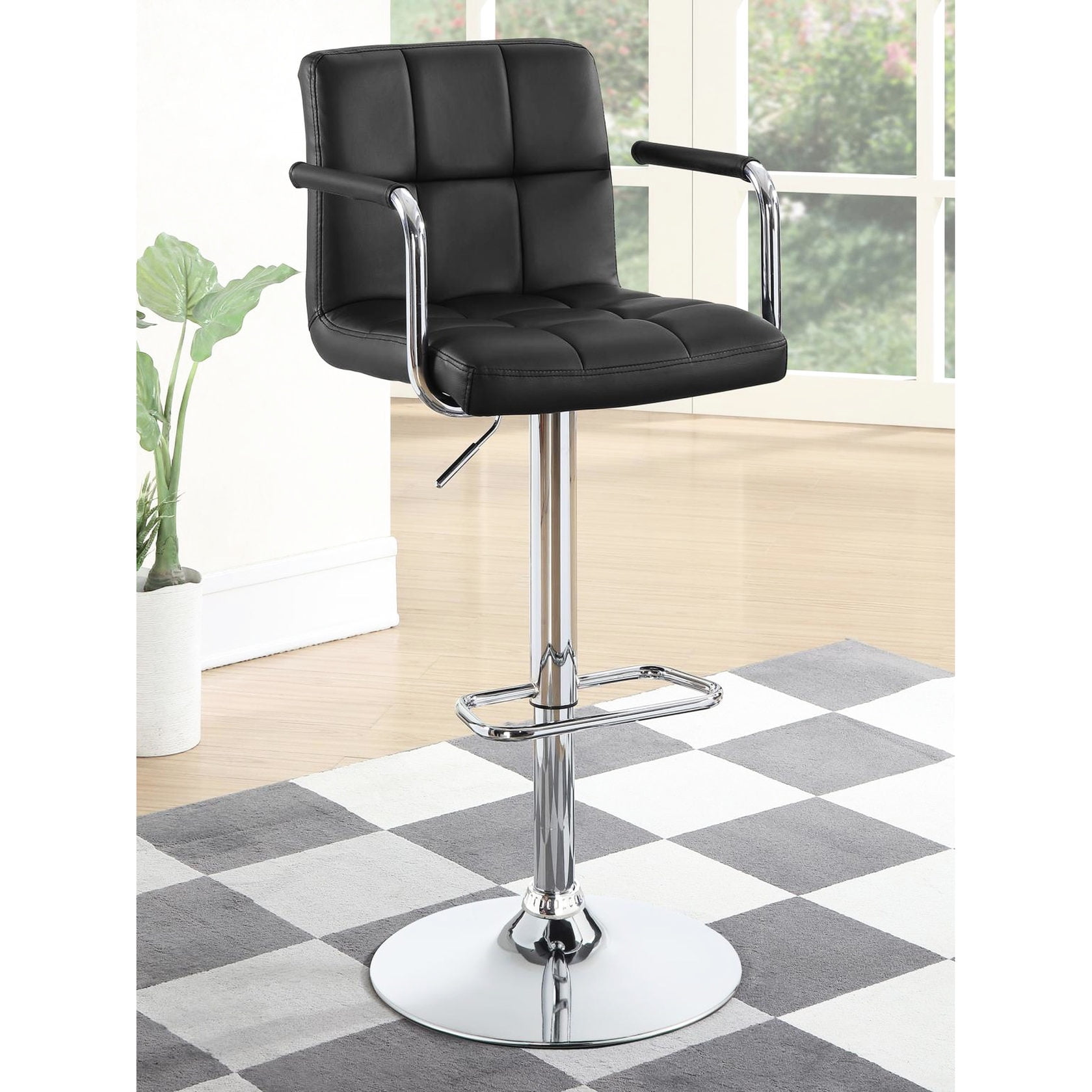 Black and Chrome Bar Stool | Height - Customizable, Comfortable, and ...