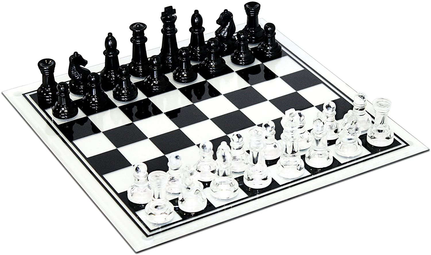 Black and Clear Glass Chess Set - Walmart.com