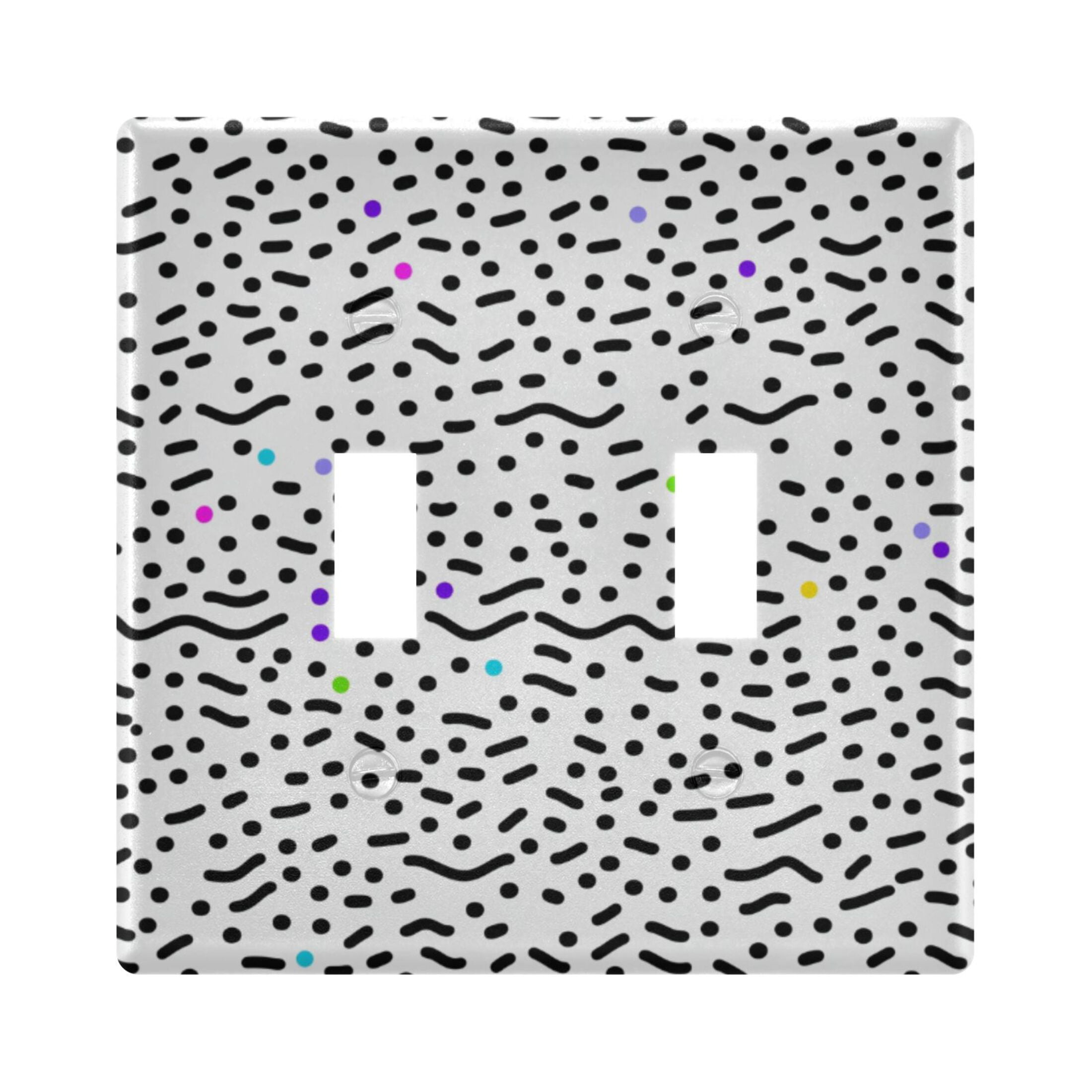 Black and Colorful Dotted Fireproof Switch Plate with Rounded Edges 2 ...