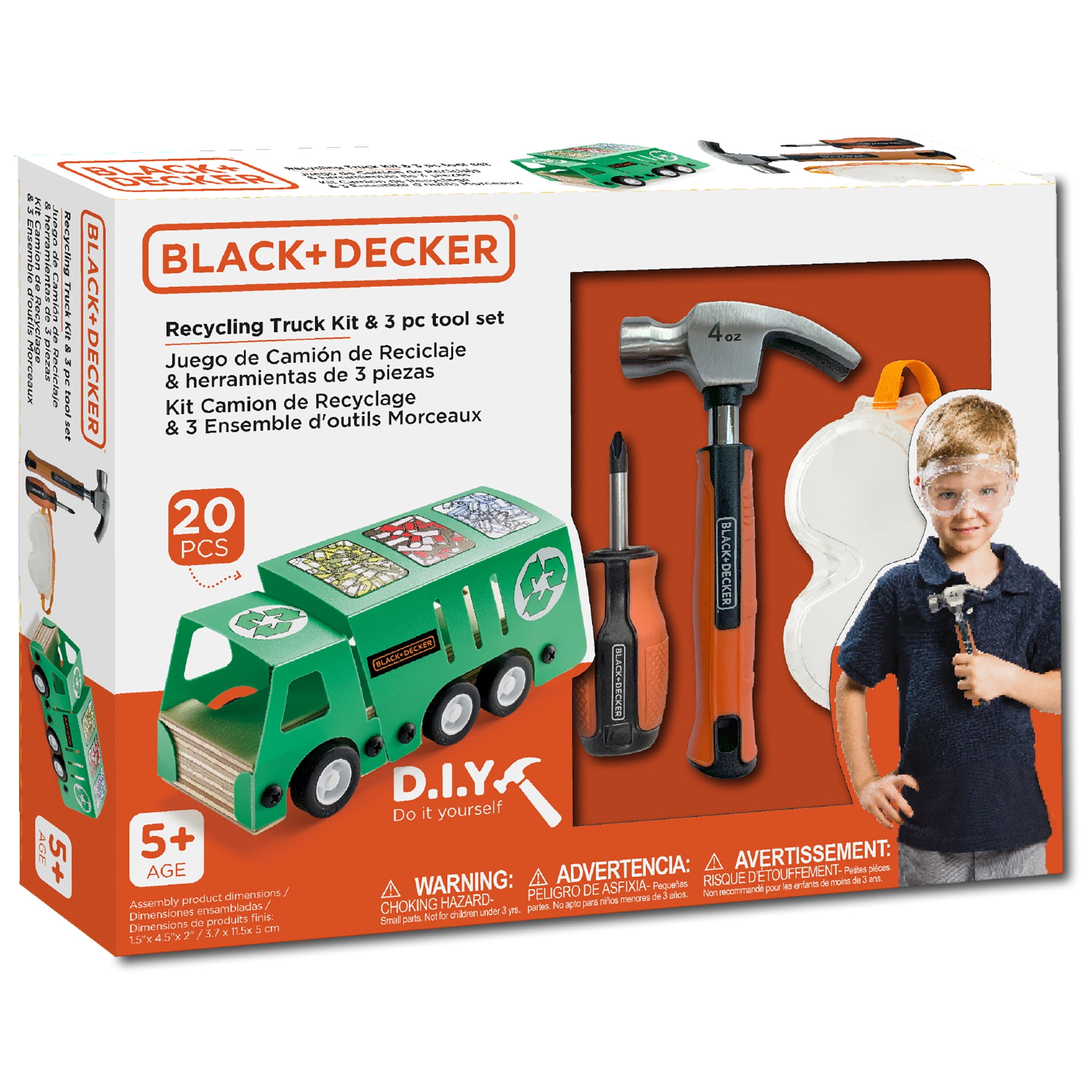 Black and Decker DIY Recycling Bus Kit and three piece pretend play ...