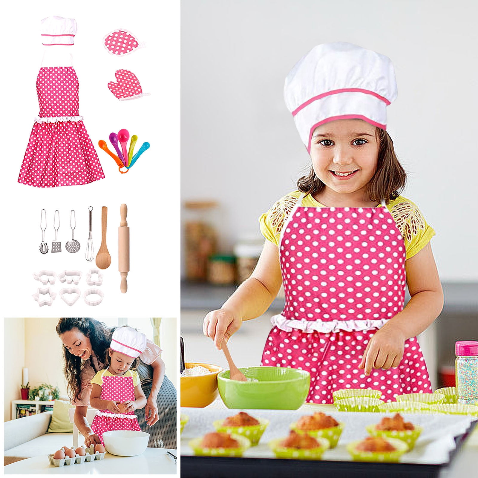 Ihhxbz 18pc Kids Cooking and Baking Set Kitchen Costume Pretend Role ...
