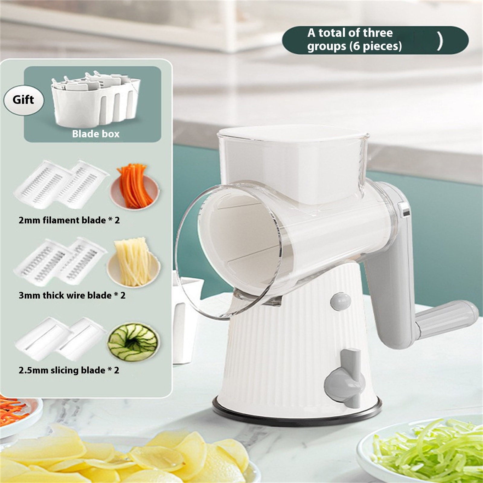 Ihhxbz Kitchen Mandoline Vegetable Grater with 5 Interchangeable Blades ...