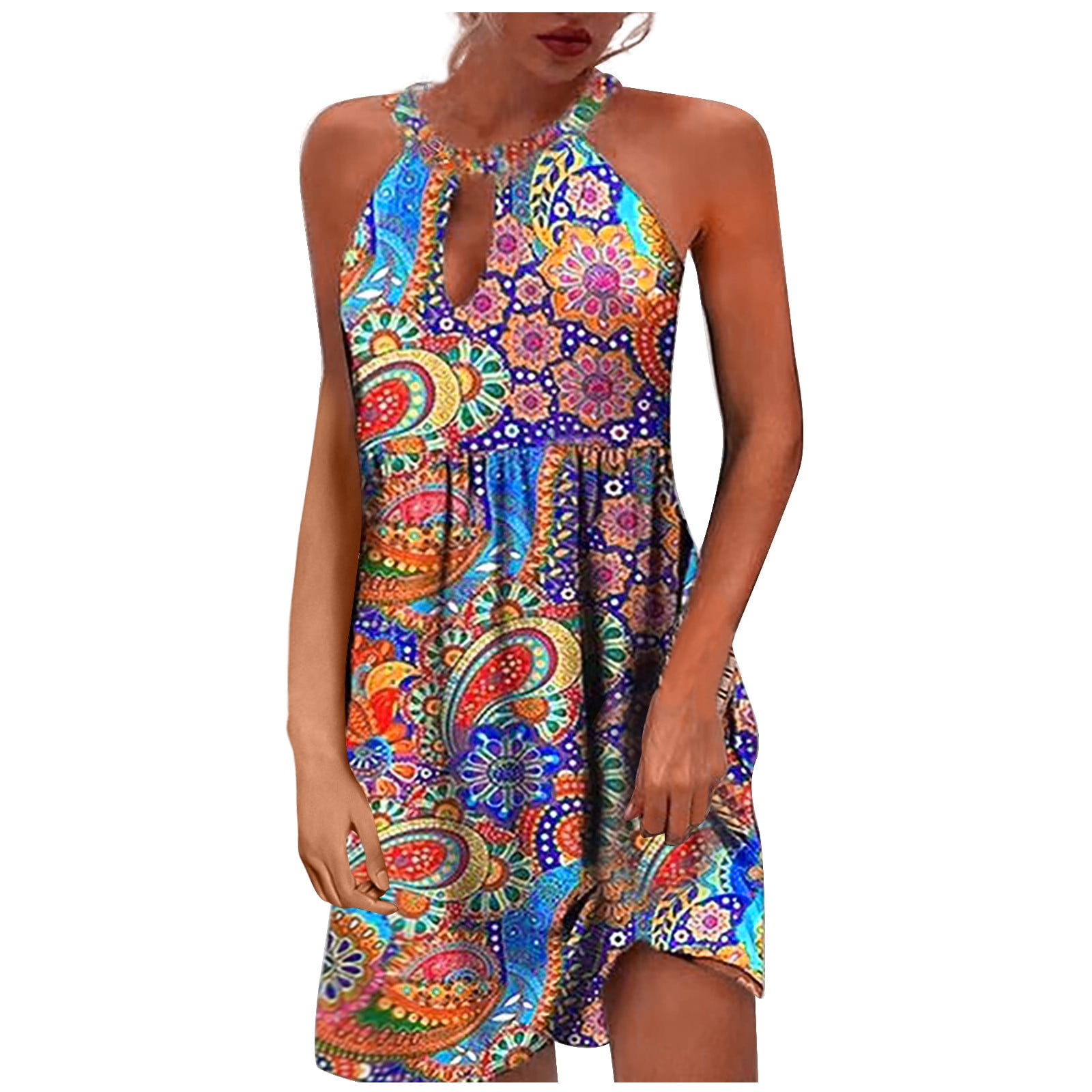Summer Dresses for Women 2023, Women Halter Neck Dresses Sleeveless ...
