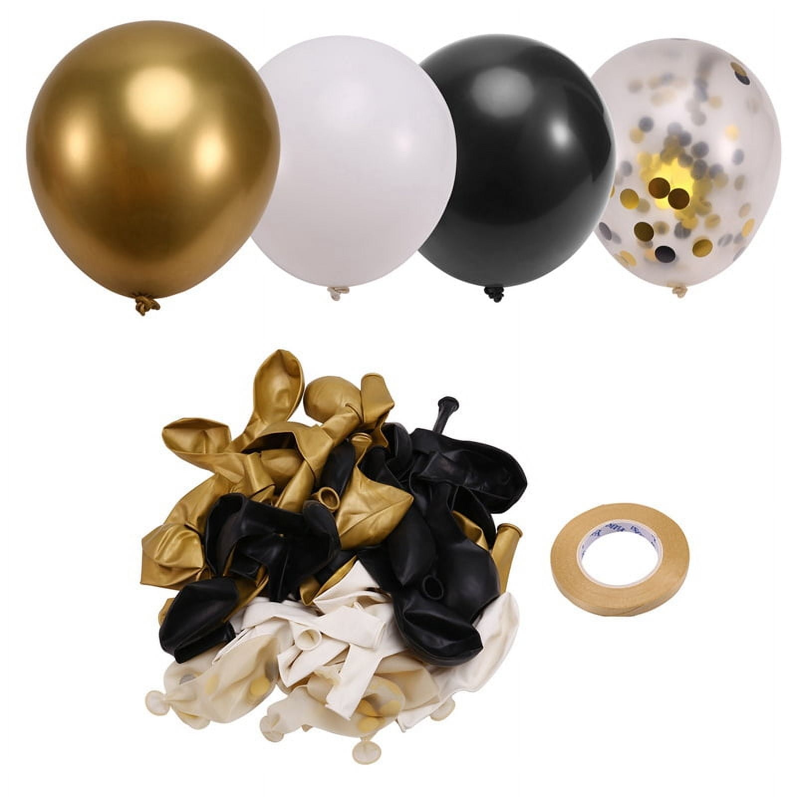 Black and Gold Balloons, 67pcs 12 Inches Black White and Gold Confetti ...