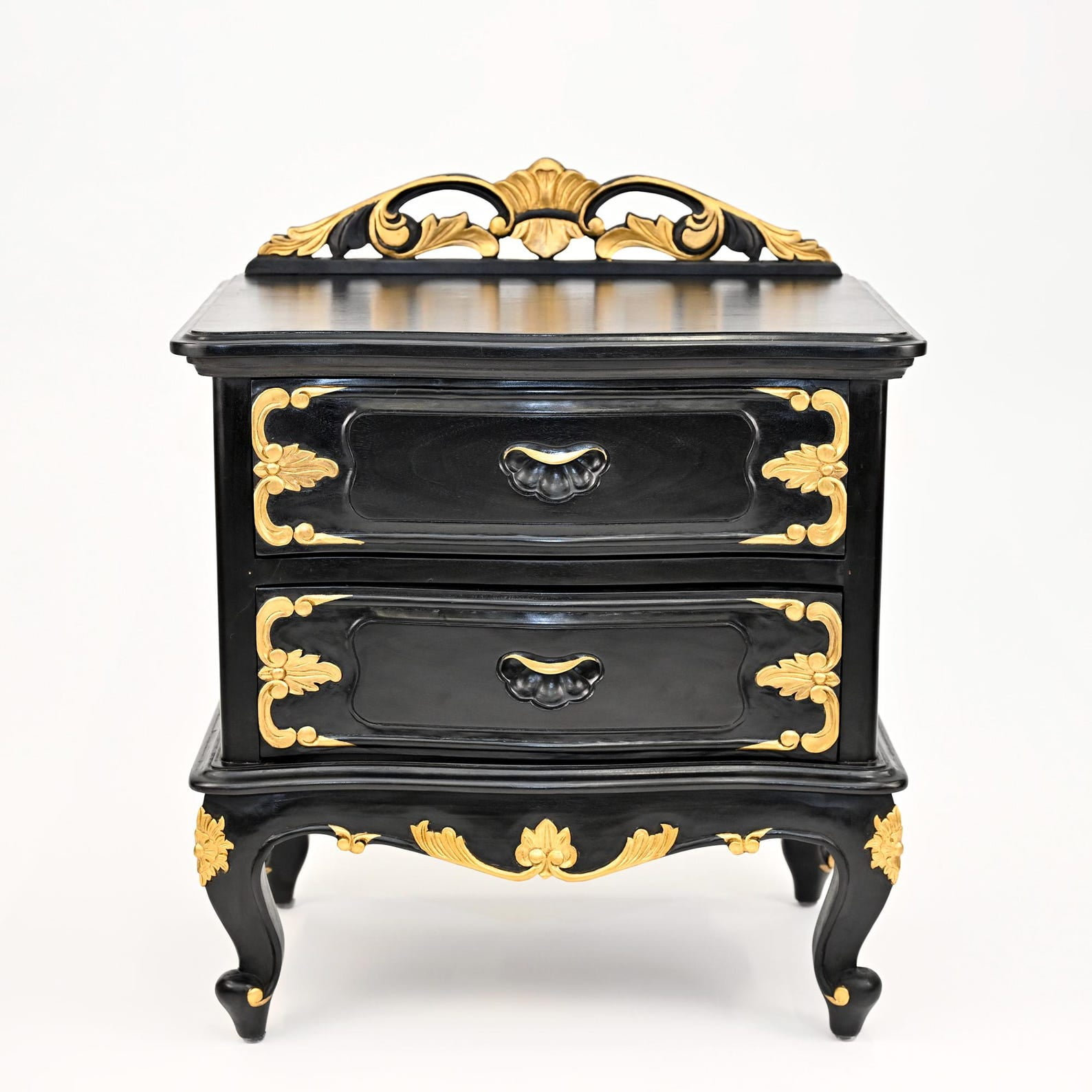 Black and Gold Baroque Nightstand | Ornate Handcrafted Bedside Table ...