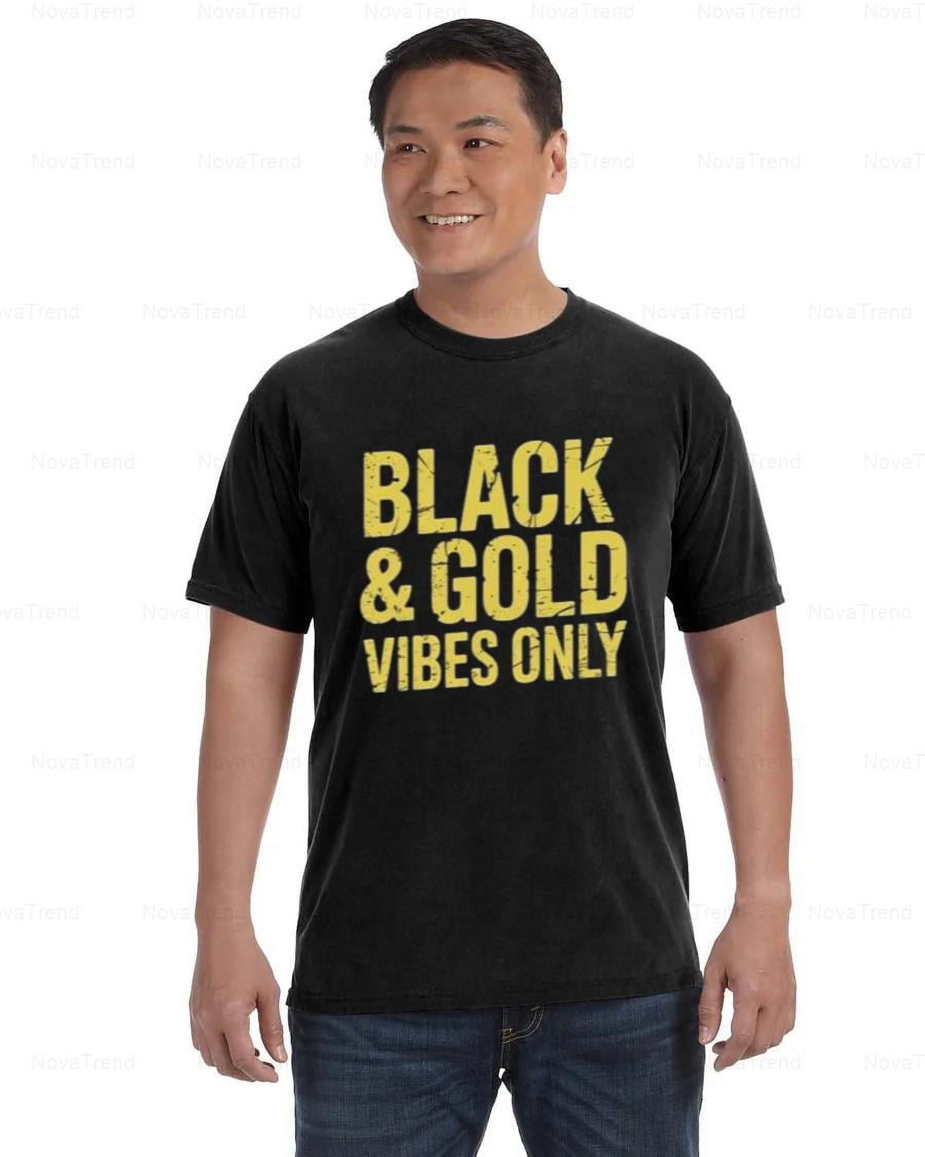 Black and Gold Comfort Coler T-Shirt with Bold Game Day Look, Unisex ...