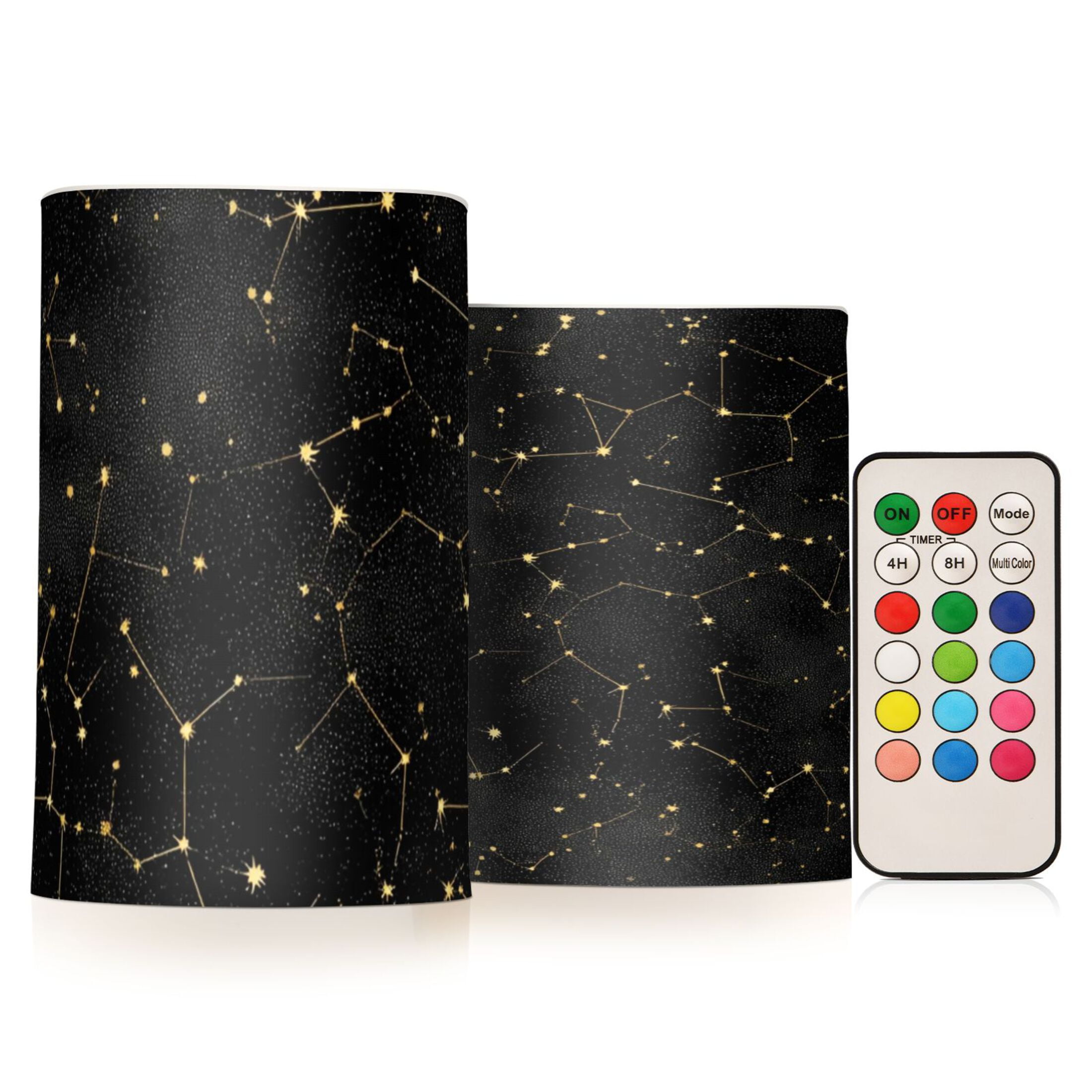 Black and Gold Constellation Flickering Flameless Candles Battery ...
