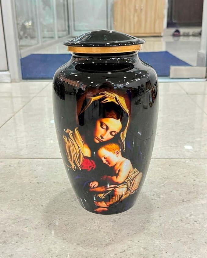 Black and Gold Cremation Urn, Urns for Human Ashes, Customized Memorial ...