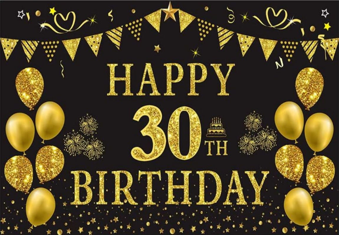 Black and Gold Dirty 30 Backdrop 30th Birthday Party Background Women ...