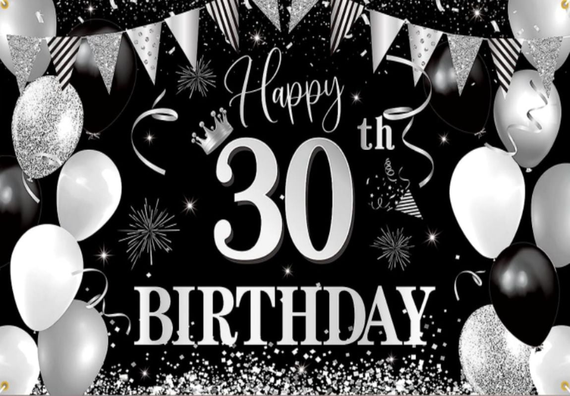 Black and Gold Dirty 30 Backdrop 30th Birthday Party Background Women ...