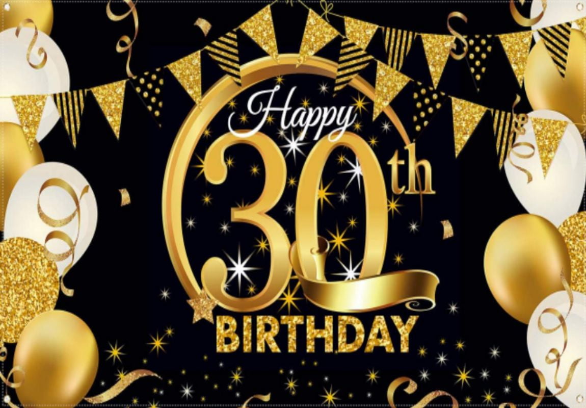 Black and Gold Dirty 30 Backdrop 30th Birthday Party Background Women ...
