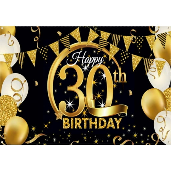 Black and Gold Dirty 30 Backdrop 30th Birthday Party Background Women ...