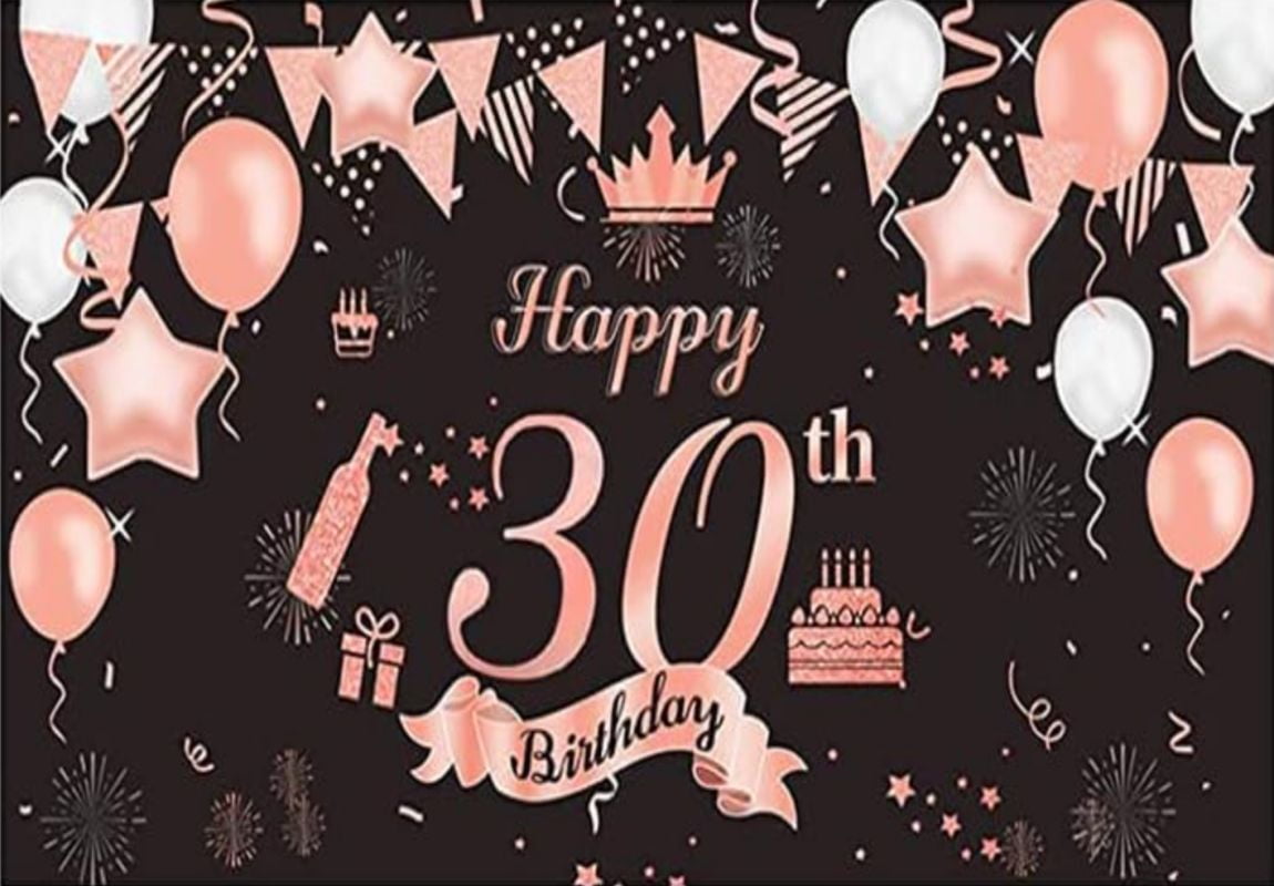 Black and Gold Dirty 30 Backdrop 30th Birthday Party Background Women ...