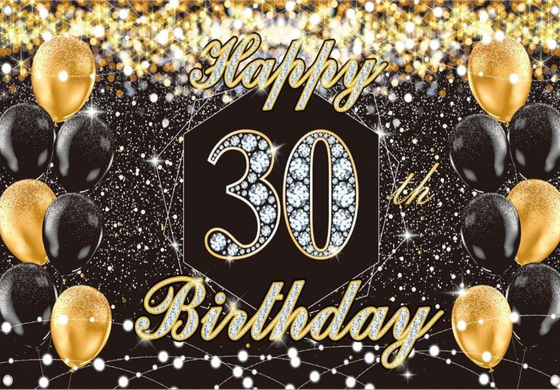 Black and Gold Dirty 30 Backdrop 30th Birthday Party Background Women ...