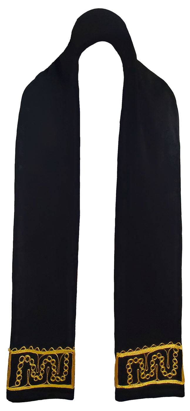 Black and Gold Embroidered Stole / Sash / Scarf - Walmart.com