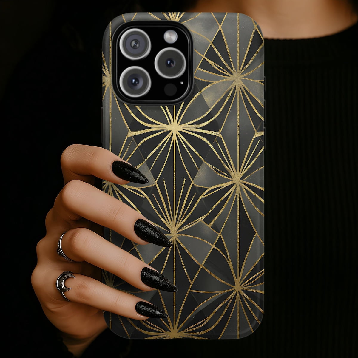 Black and Gold Geometric Elegant Art Deco Phone Case 17 11 12 13 14 15 ...