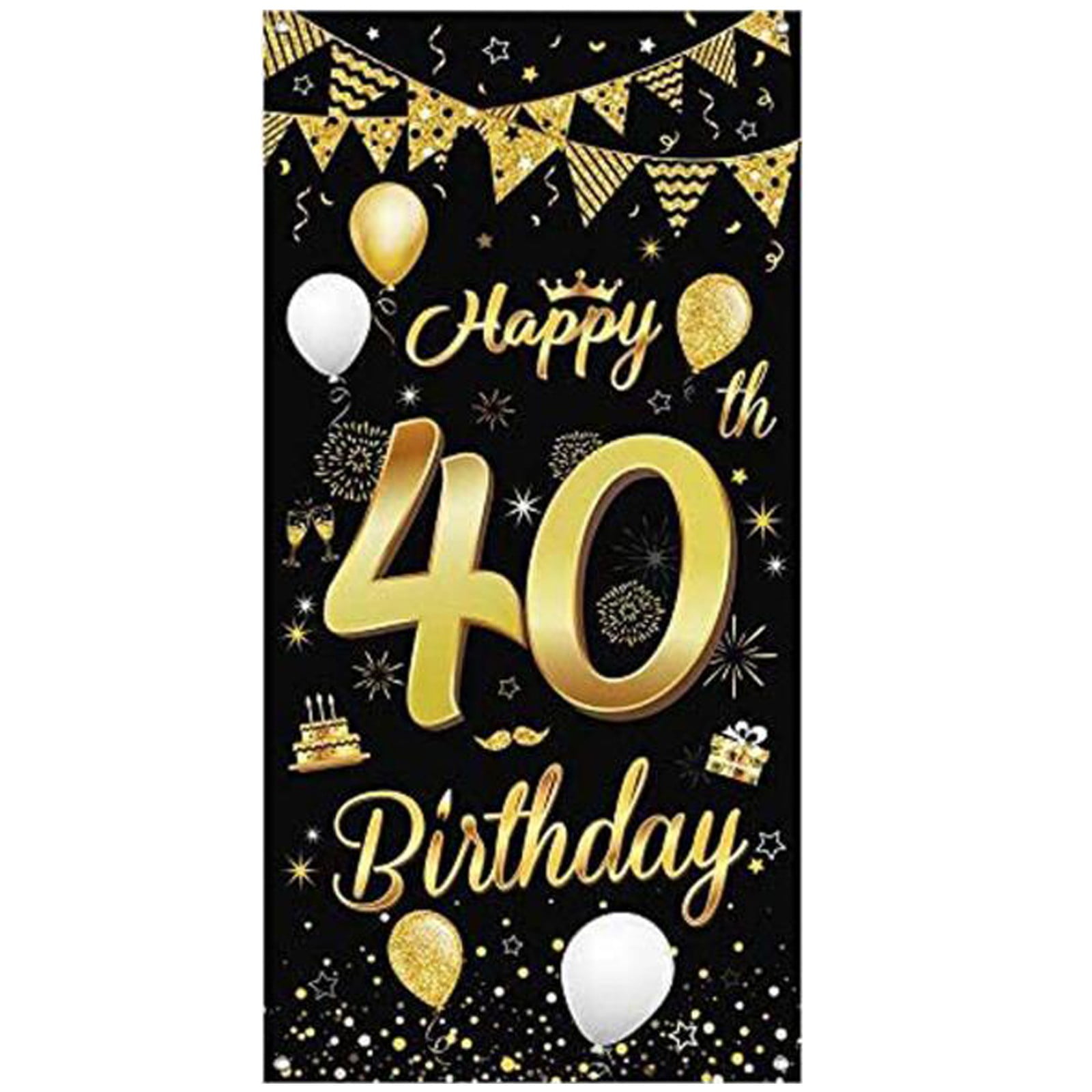 Black and Gold Glitter Logo, Birthday Banner for Birthday Party Decoration Banner Pulling ...
