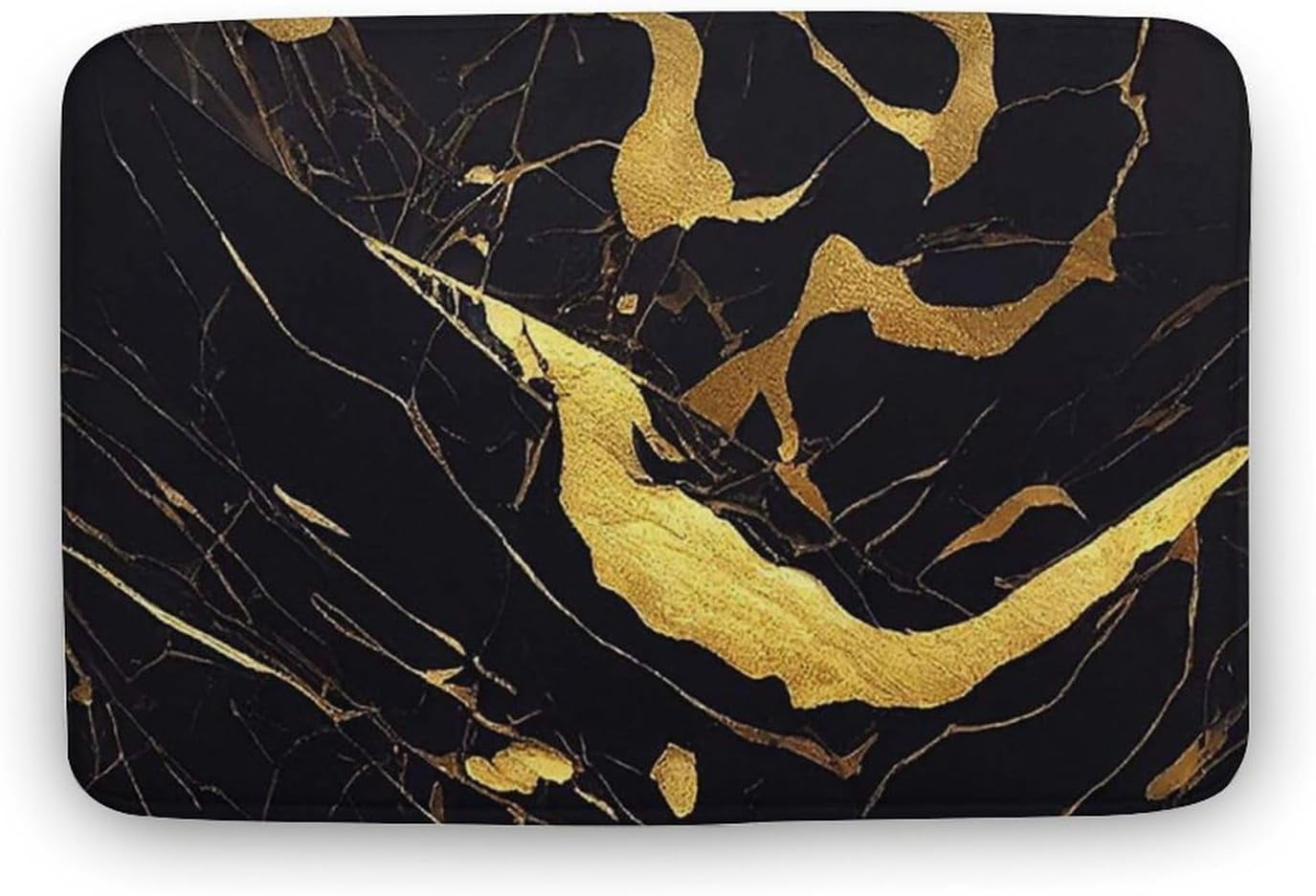 Black and Gold Gradient Marble Texture Door Mat Bath Mat Rug Non-Slip ...