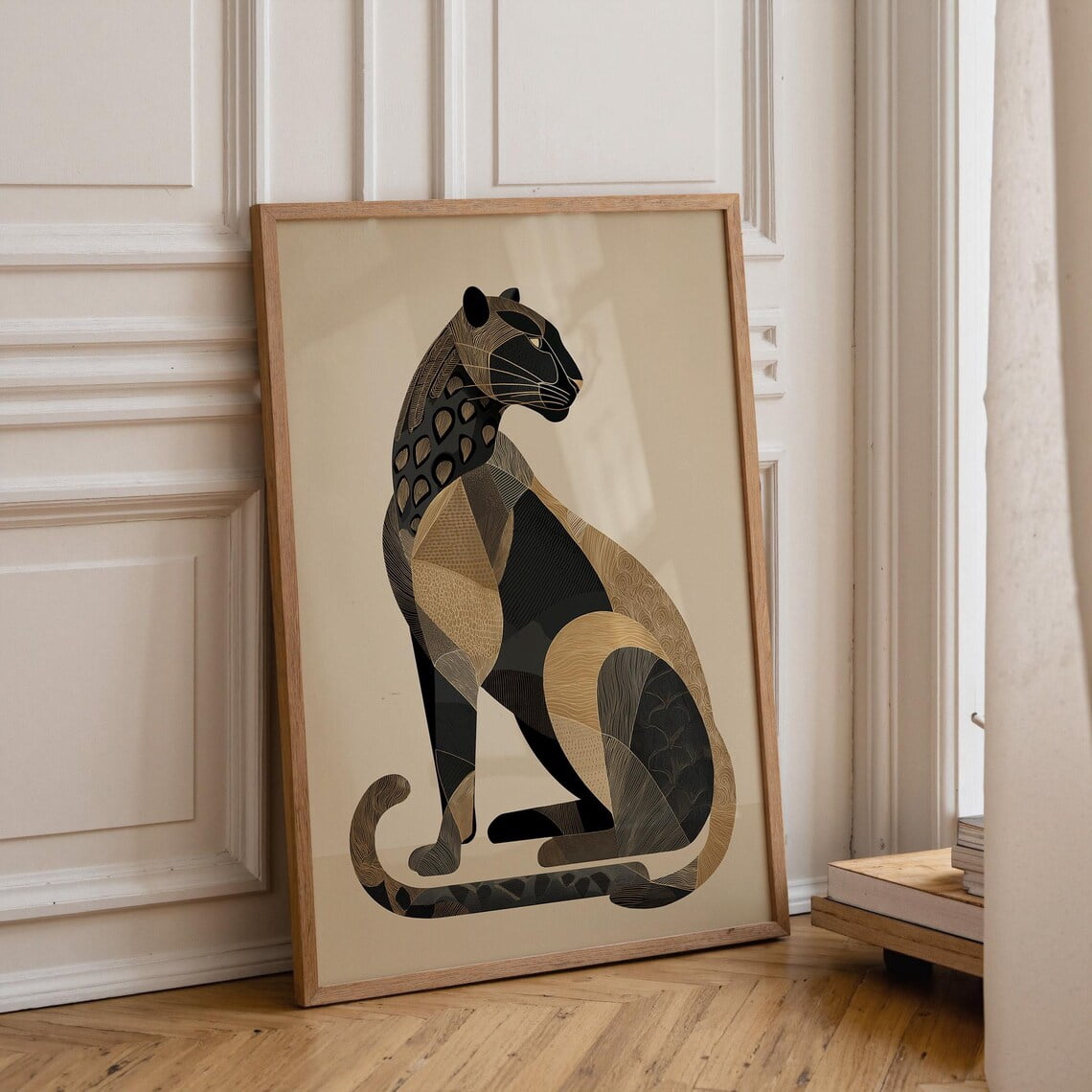 Black and Gold Leopard Wall Art Art Deco Animal Poster Safari Decor ...