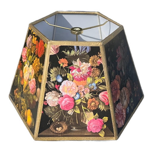 Black and Gold Lined 12 Inch Hex Washer Fitter Lamp Shade - Walmart.com