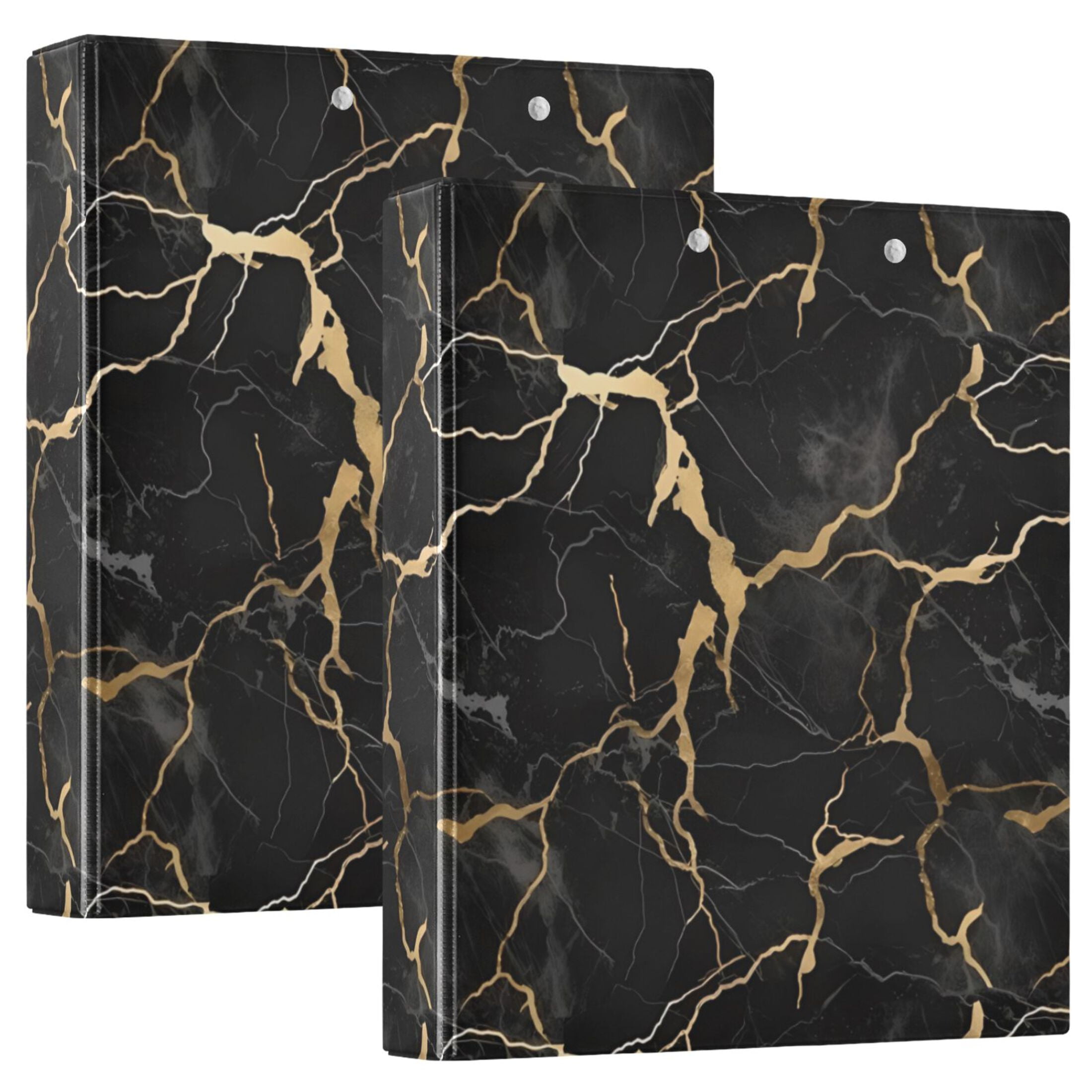 Black and Gold Marble 3 Ring Hardcover Binders 1.5" Round Rings for ...