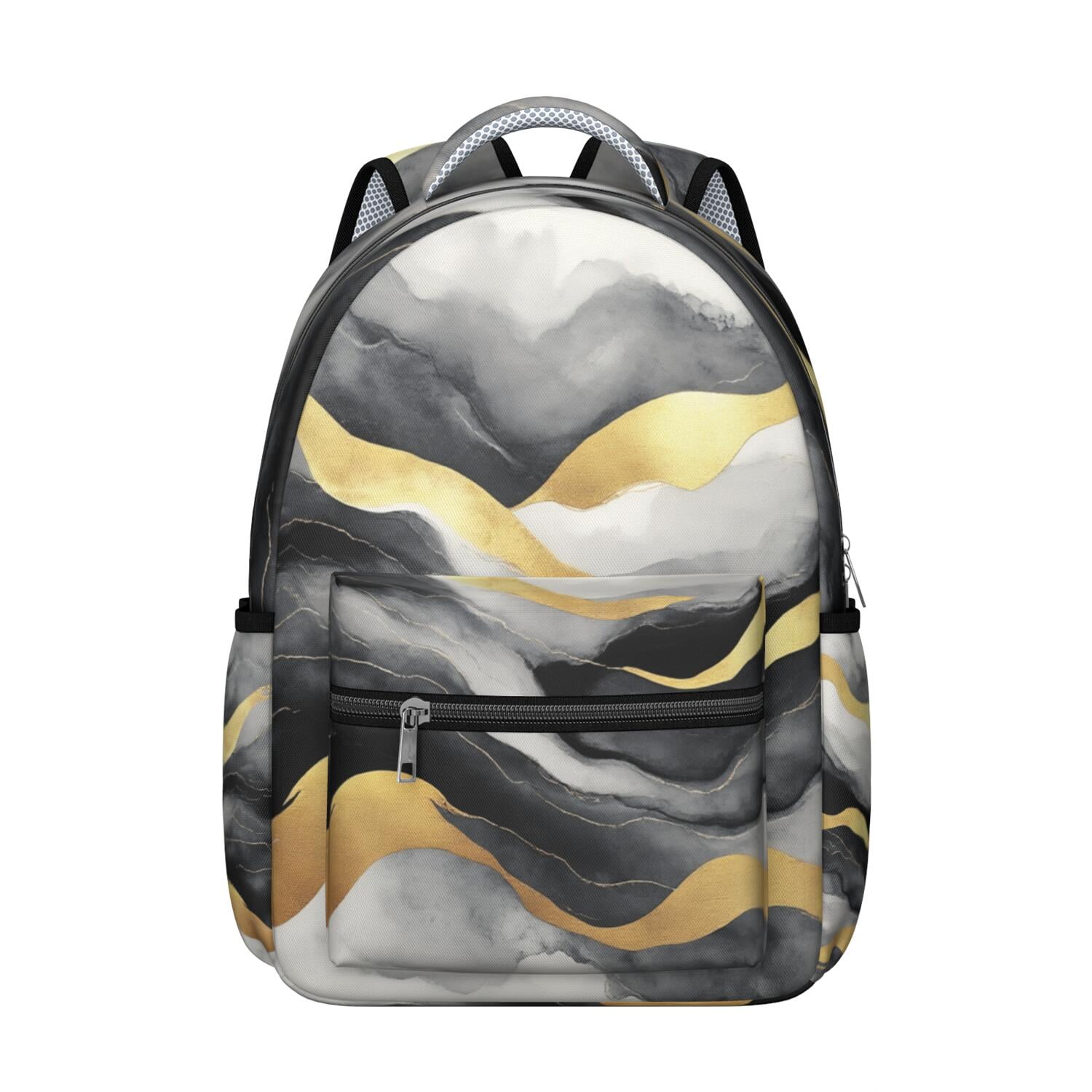 Black and Gold Marble Backpack for School,Cute School Bag,Schoolbag with Adjustable Shoulder ...