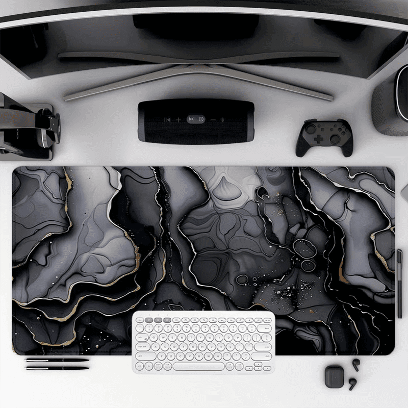 Black and Gold Marble Design Mouse Pad 35.4 x 15.8 Inches Rubber Desk ...