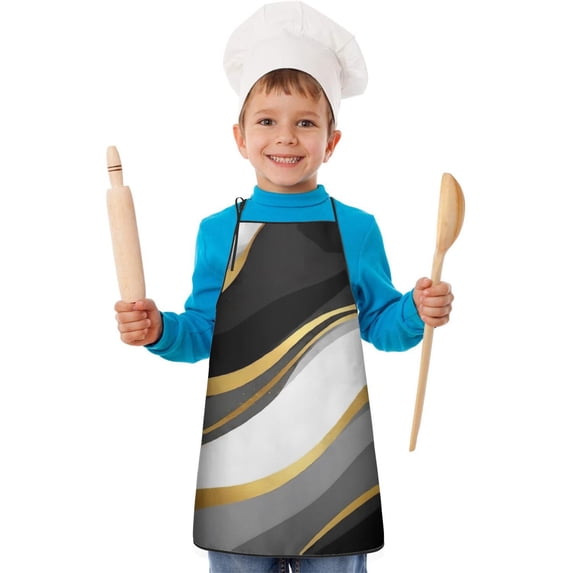 Black and Gold Marble Pattern Teens Aprons, Adjustable Neck Strap ...