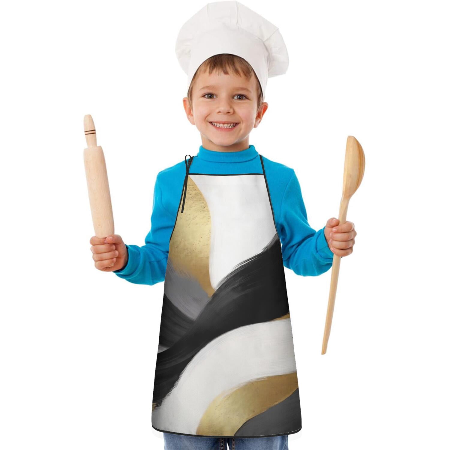 Black and Gold Marble Pattern Teens Aprons, Adjustable Neck Strap ...