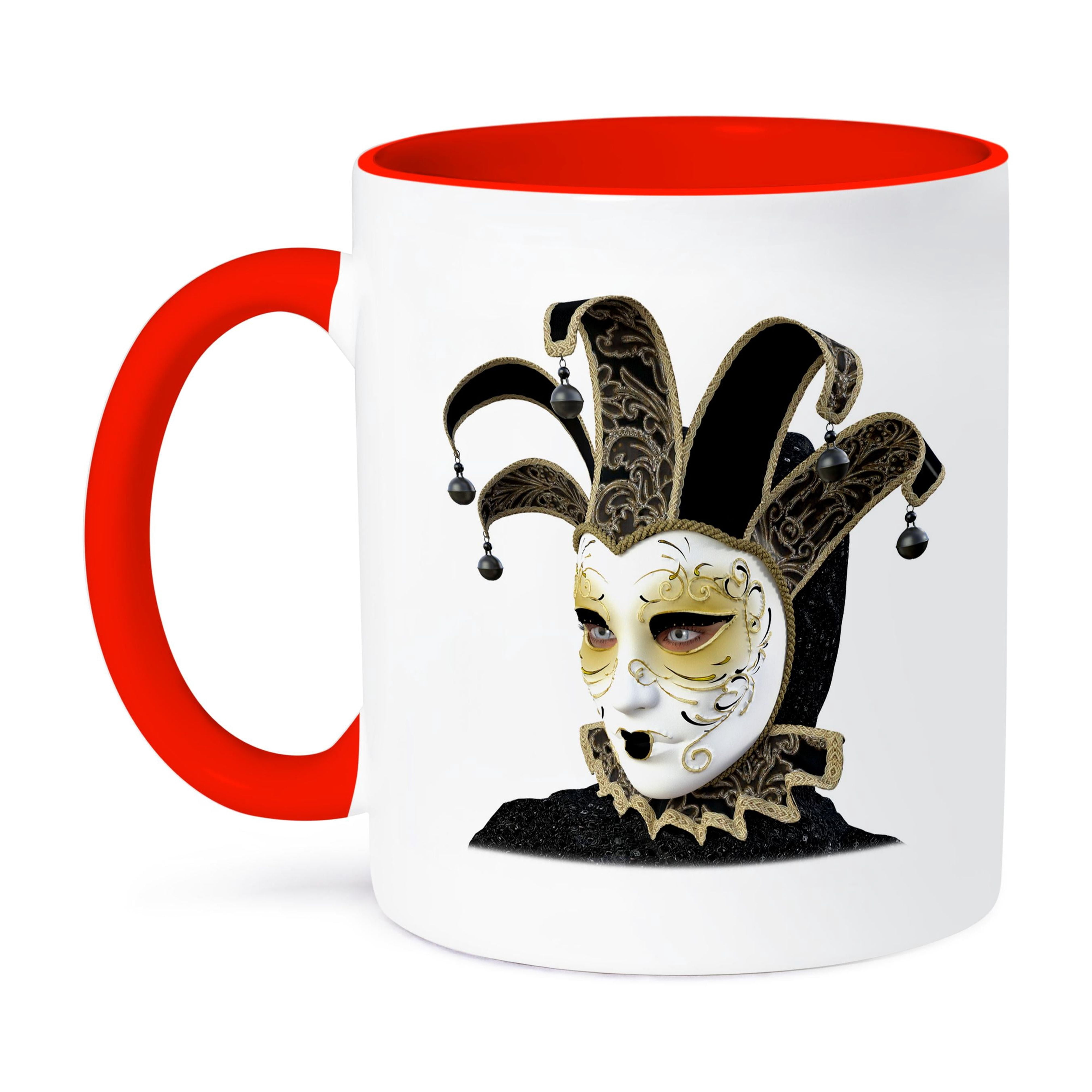 3dRose, Black and Gold Mask Side View, 15oz Two-Tone Red Mug - Walmart.com