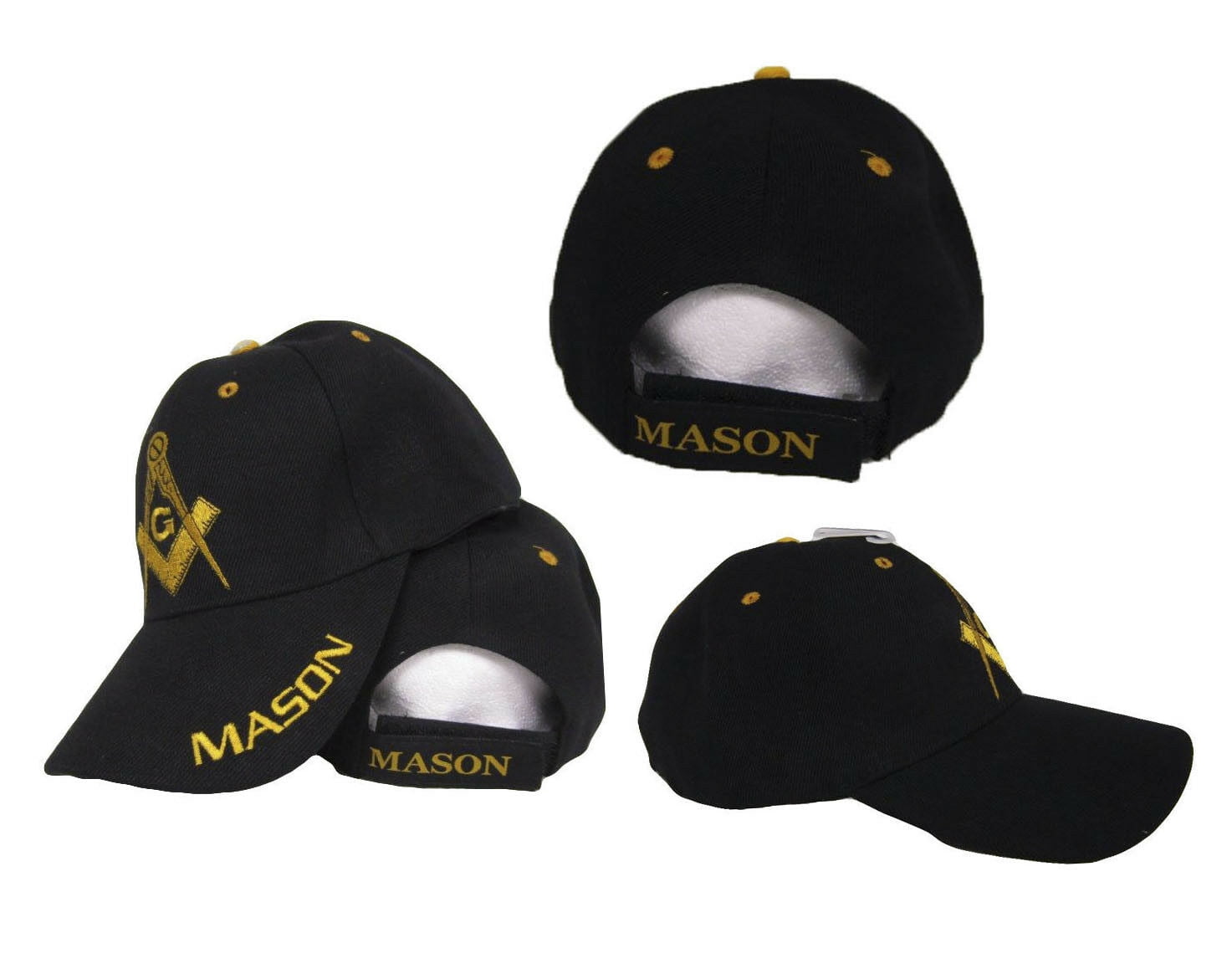 Black and Gold Mason Masons Freemason Masonic Lodge Ball Cap Hat ...