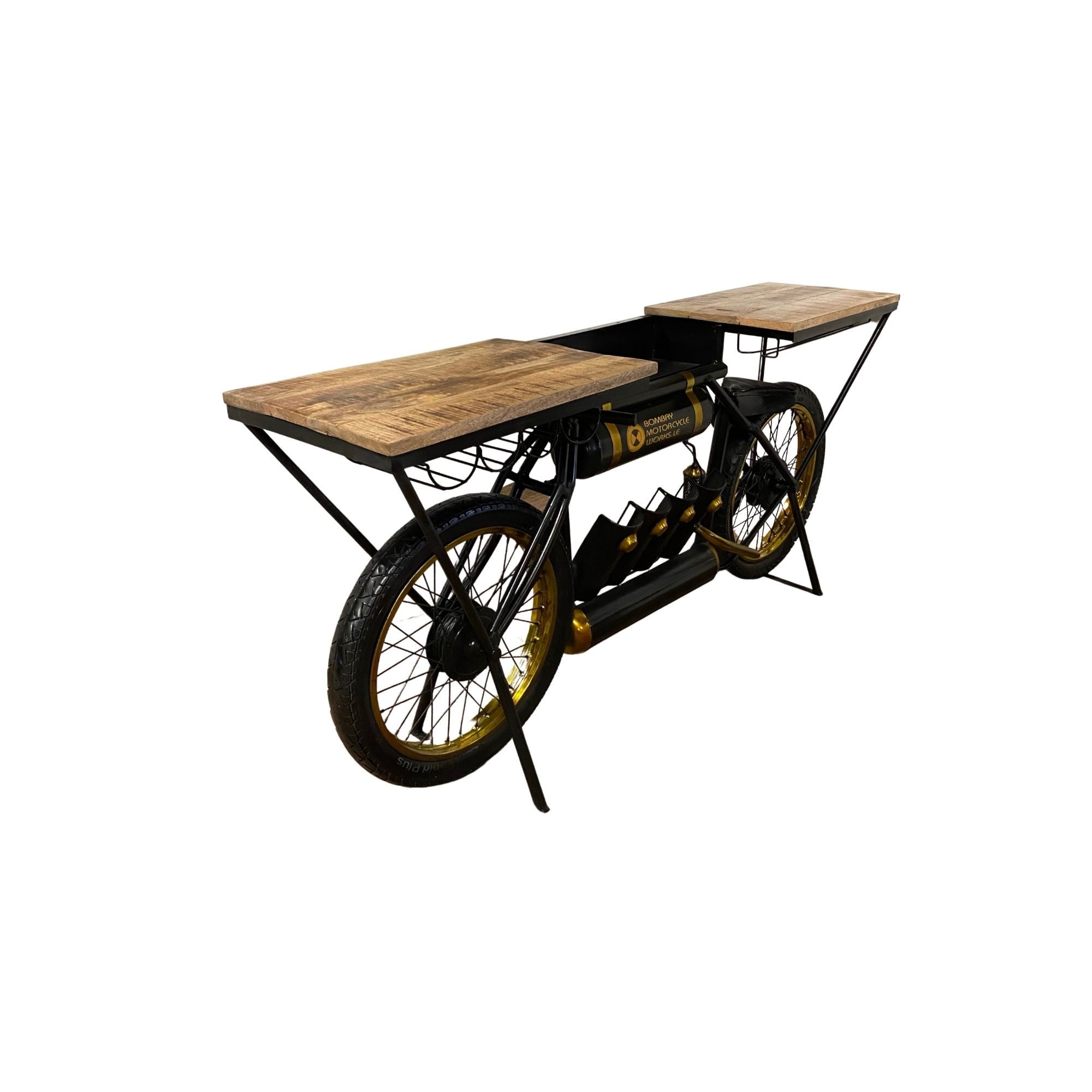 Black and Gold Metal Mango Wood Bike Bar Counter - Walmart.com